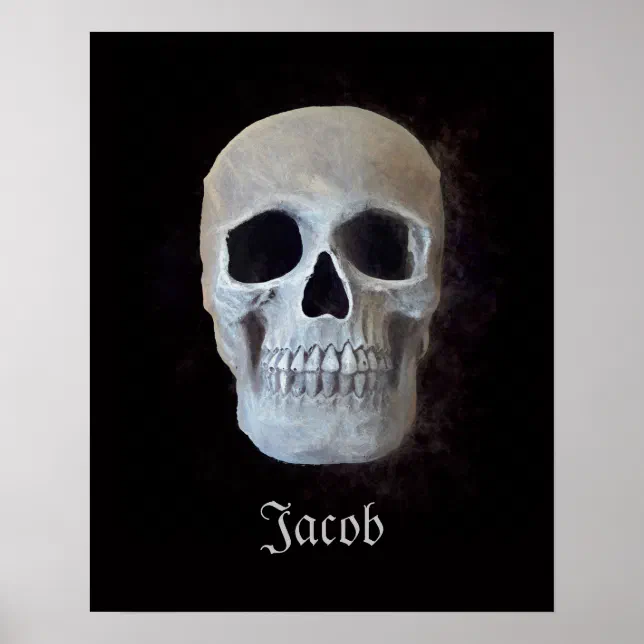 Gothic Skull Head Black And White Spooky Poster | Zazzle