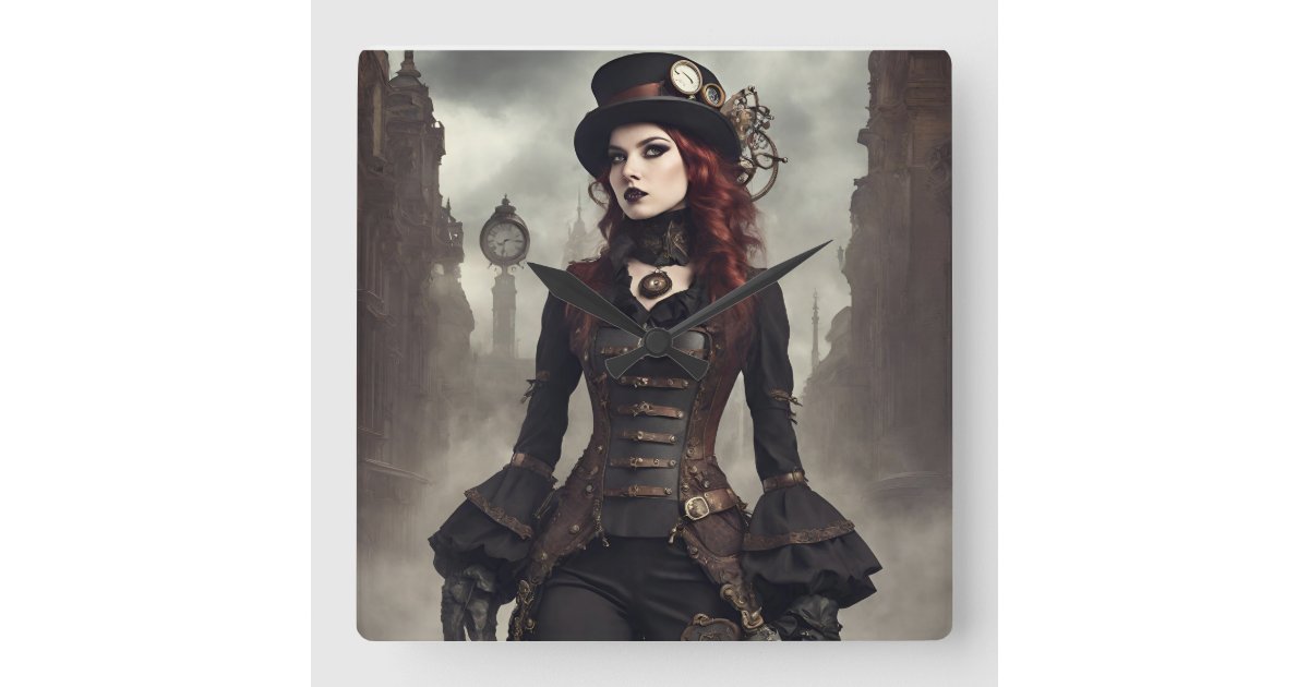 Gothic Steampunk Square Wall Clock | Zazzle