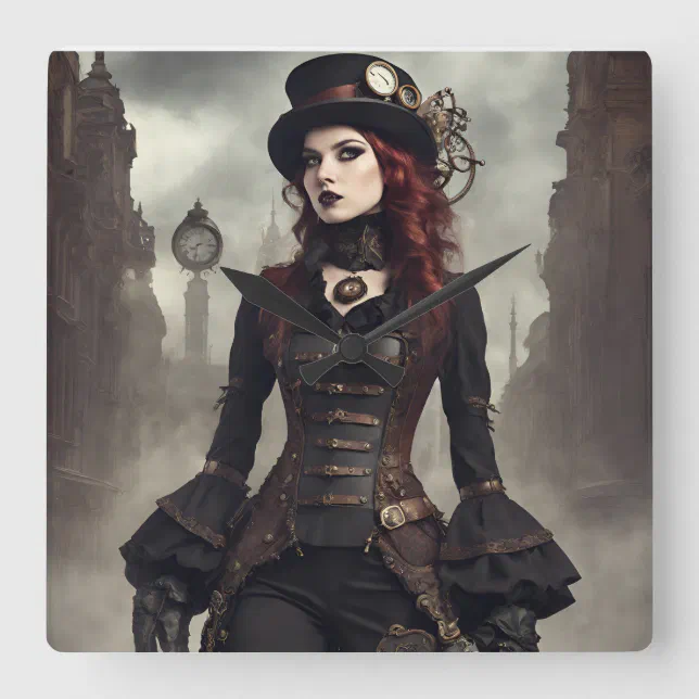 Gothic Steampunk Square Wall Clock | Zazzle