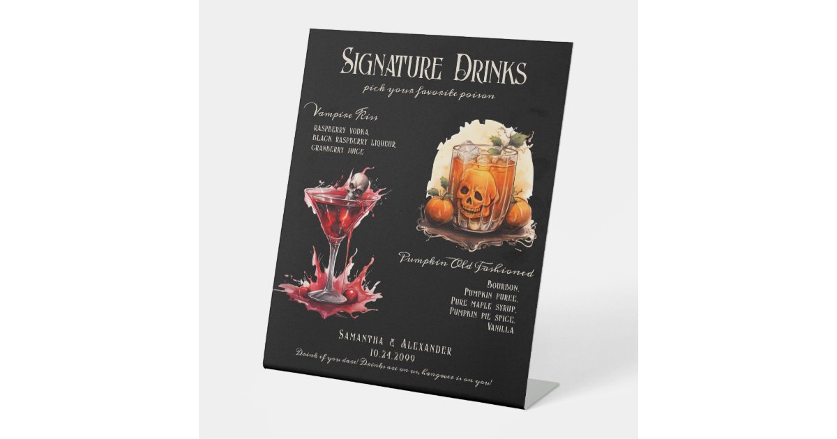 Gothic Wedding Whimsigoth 2 Signature Drinks Sign | Zazzle