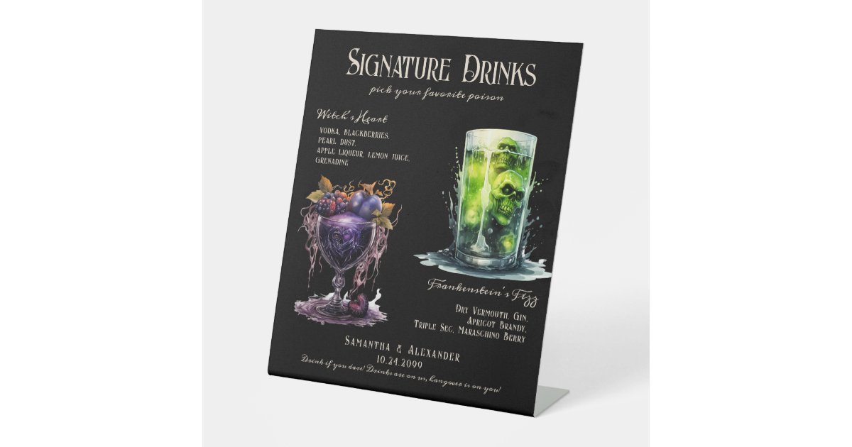 Gothic Wedding Whimsigoth 4 Signature Drinks Sign | Zazzle