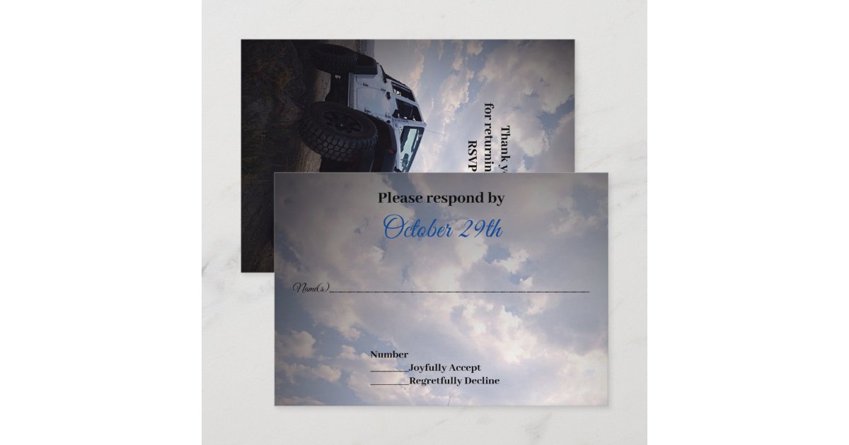 GP Off Road 4X4 Wedding RSVP Invitation | Zazzle