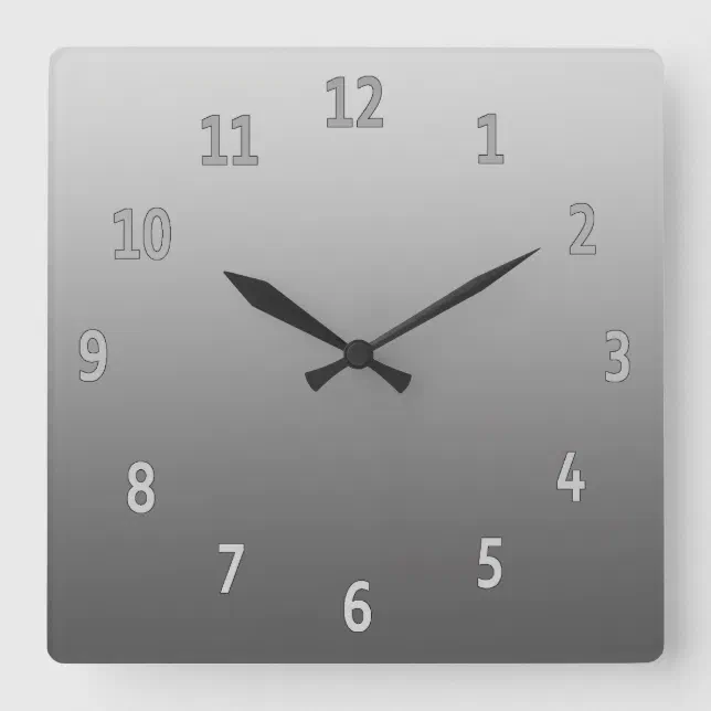 Gradient Simple Grey Square Wall Clock | Zazzle