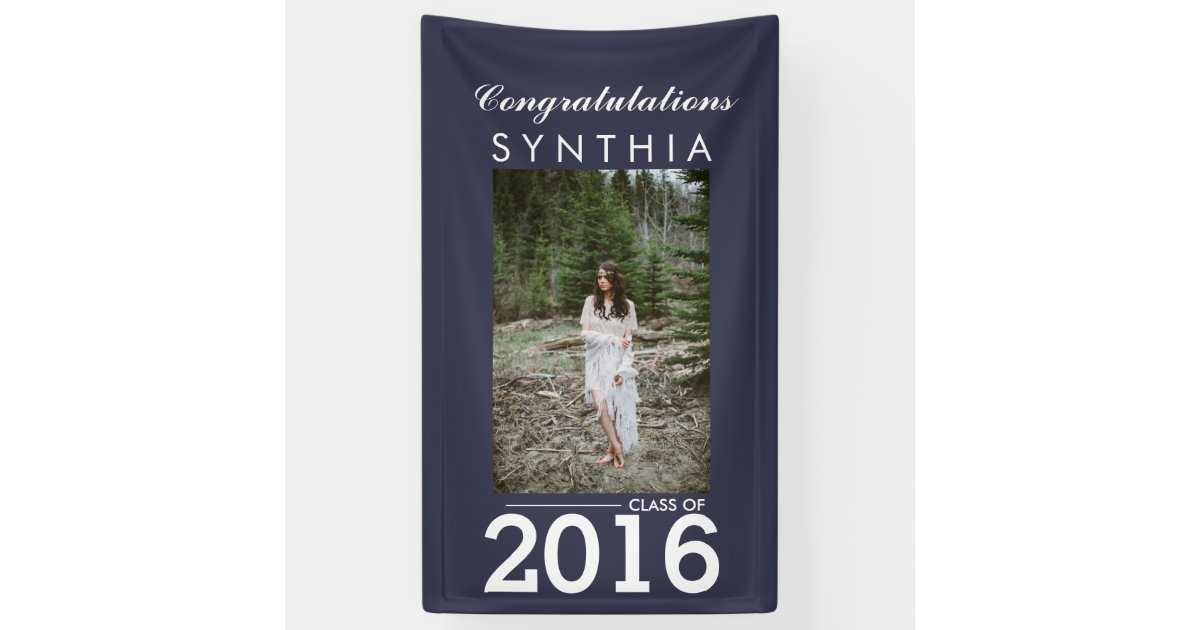 Graduate Congratulations Navy Blue Photo Yard Sign | Zazzle