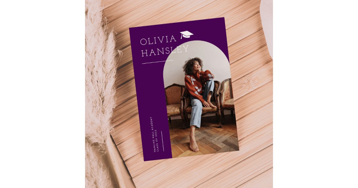 Graduate Name Violet Arch Graduation Announcement | Zazzle