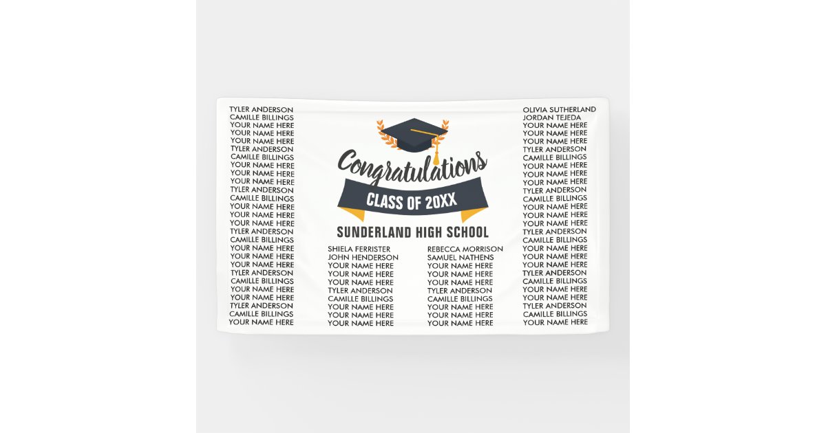 Graduation Class 20XX List of All Student Names Banner | Zazzle.co.uk
