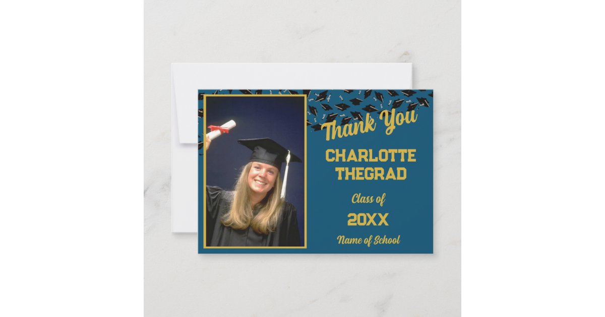 Graduation Party Congratulations Personalise Photo Thank You Card | Zazzle