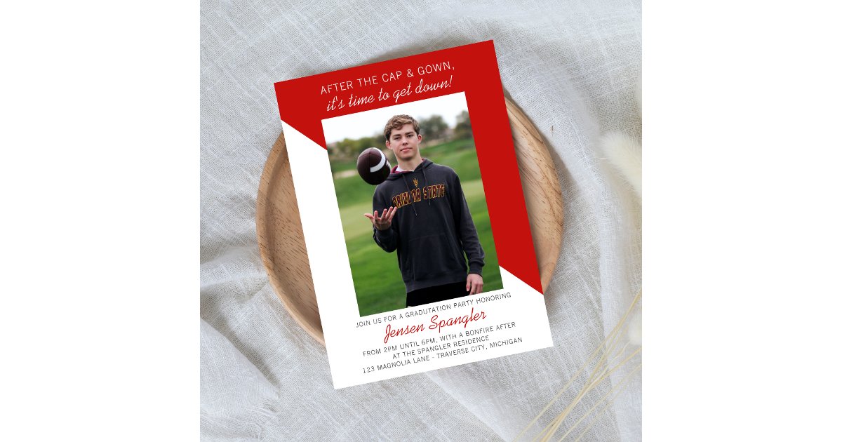 Graduation Party Open House 2025 Photo Red Invitation | Zazzle