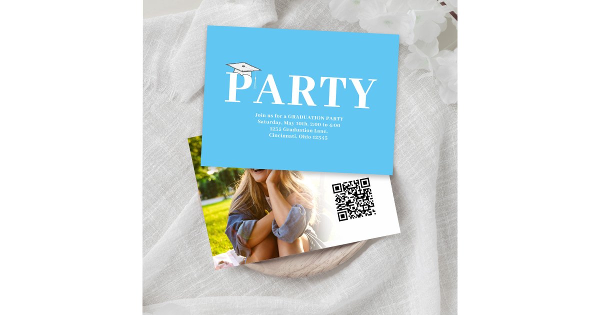 Graduation QR Code Modern Minimalist Photo Enclosure Card | Zazzle