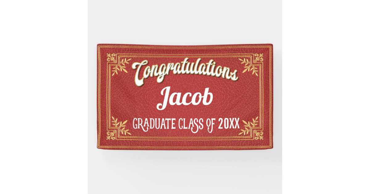 Graduation Red Gold Party Banner | Zazzle