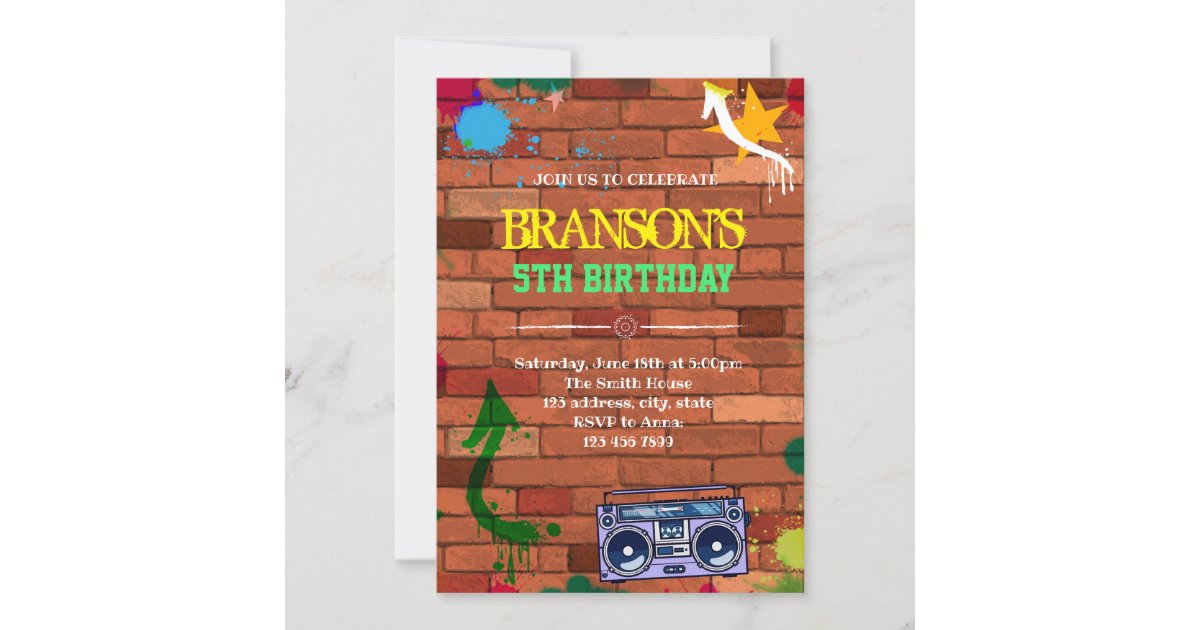 Graffiti party invitation | Zazzle