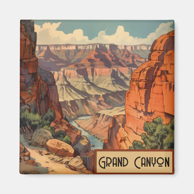 Grand Canyon Retro Travel Design Magnet | Zazzle
