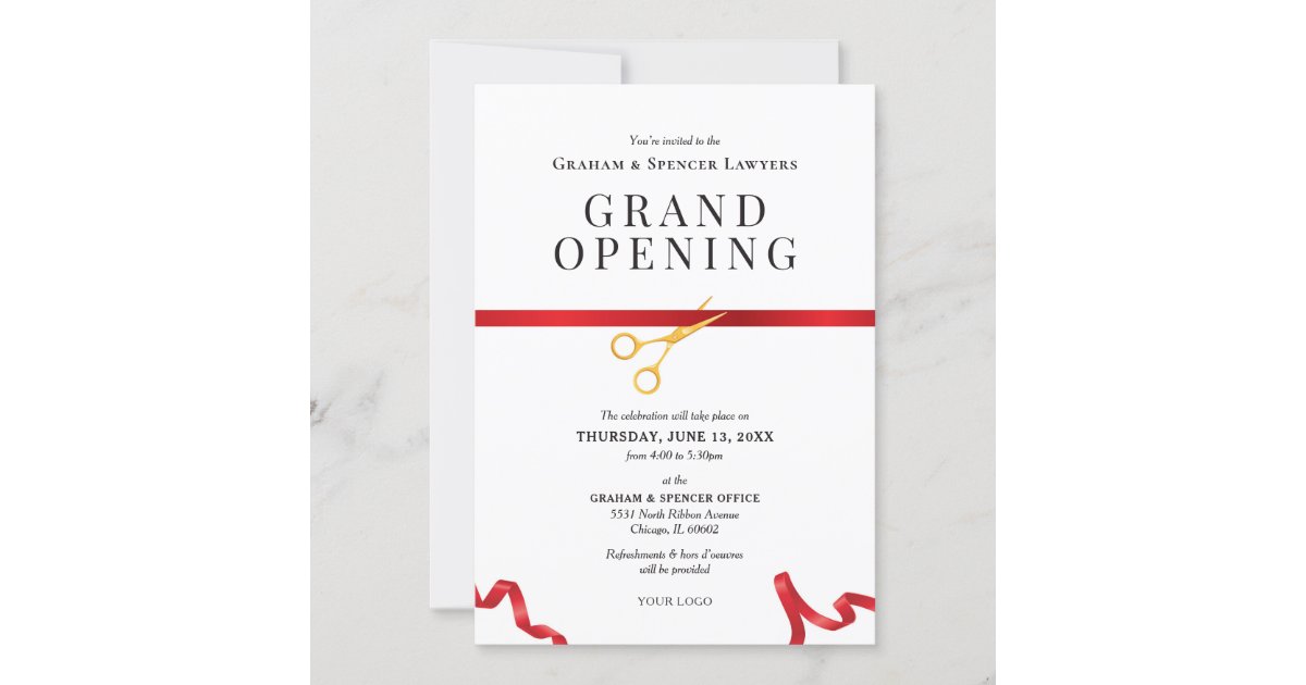 Grand Opening Red Ribbon Cutting Ceremony Invitation | Zazzle