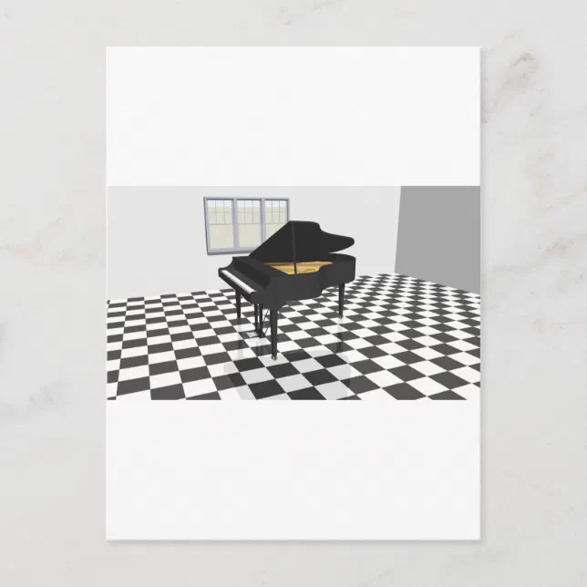 Grand Piano & Tile Floor: 3D Model: Postcard | Zazzle