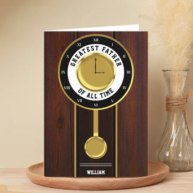 Grandfather Clock Greatest Father Father's Day Thank You Card | Zazzle