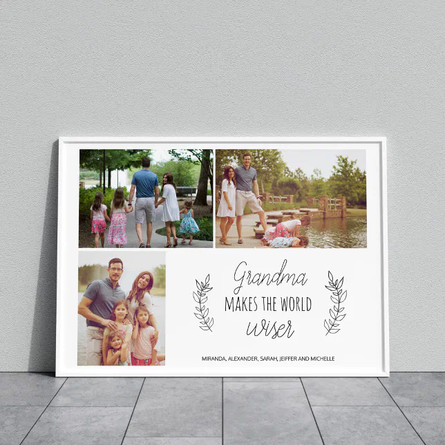 Grandma your photo collage grandparents day gift poster | Zazzle