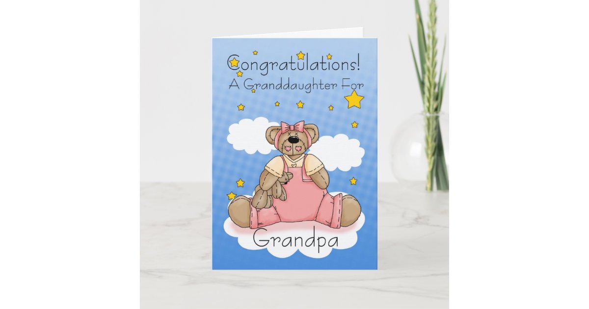 Grandpa New Baby Girl Congratulations Card | Zazzle