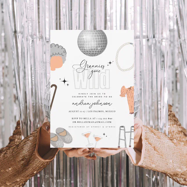 Grannies Gone Wild Hen Bachelorette Weekend Party Invitation | Zazzle
