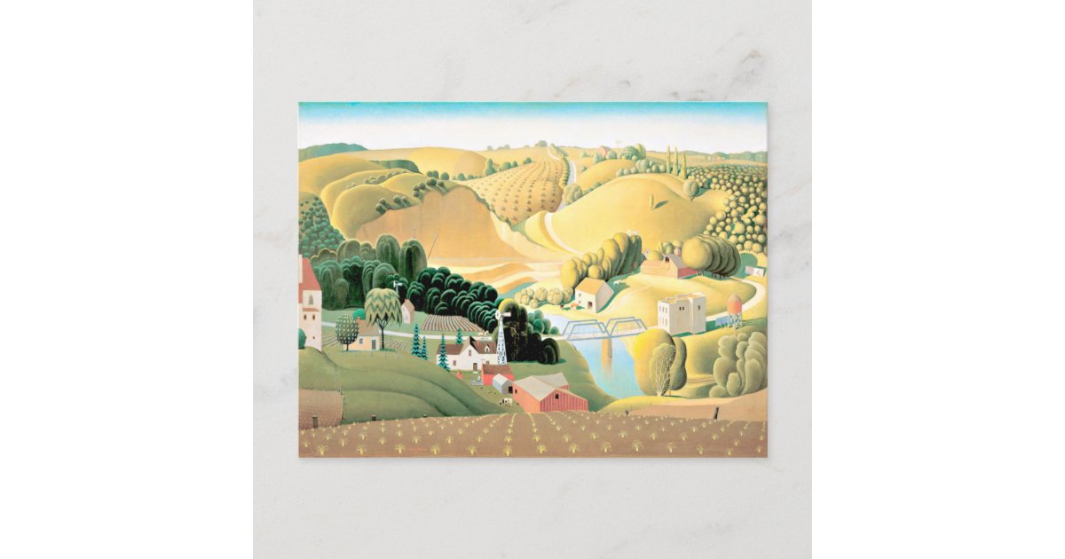 Grant Wood - Stone City, Iowa Postcard | Zazzle