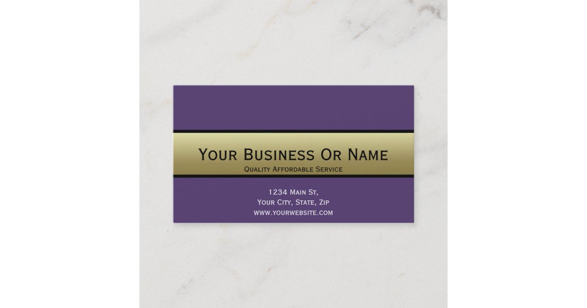 Grapes Violet Background & Gold Horizontal Ribbon Business Card | Zazzle