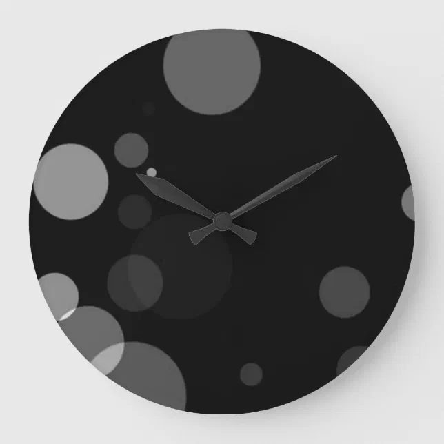Gray Dots On Black Background Large Clock | Zazzle