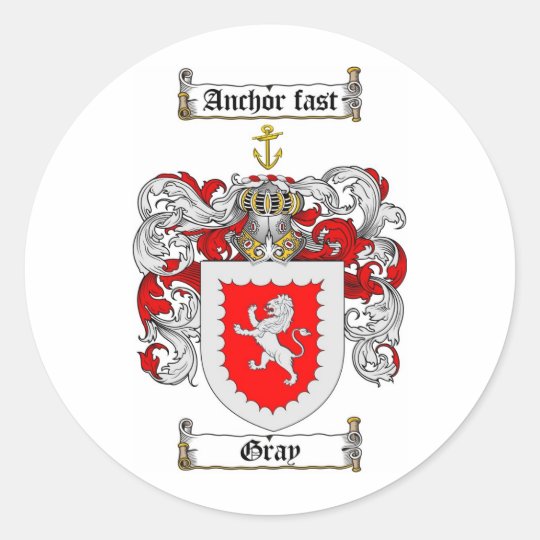 GRAY FAMILY CREST - GRAY COAT OF ARMS CLASSIC ROUND STICKER | Zazzle.co.uk