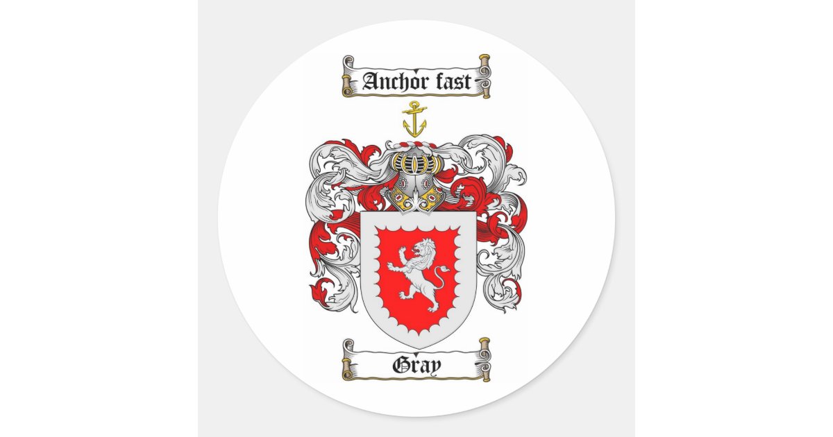 GRAY FAMILY CREST - GRAY COAT OF ARMS CLASSIC ROUND STICKER | Zazzle