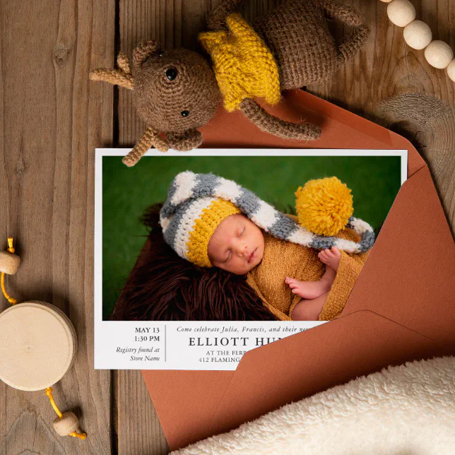 Gray Post Birth Baby Shower Photo Sip See Invitation Zazzle