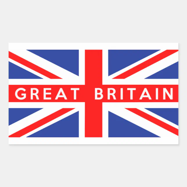 great britain country flag symbol name text rectangular sticker | Zazzle