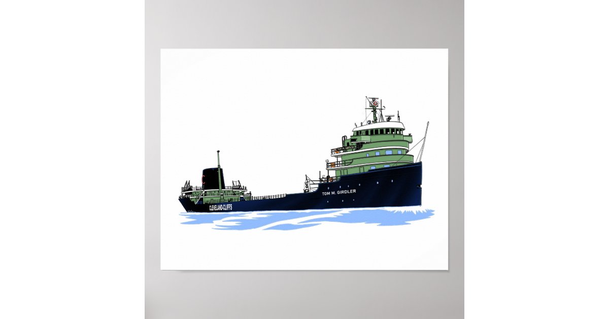Great Lakes freighter Tom M. Girdler Cliffs Poster | Zazzle