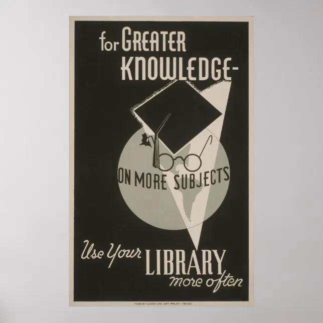 Greater Knowledge Library Vintage WPA Poster | Zazzle