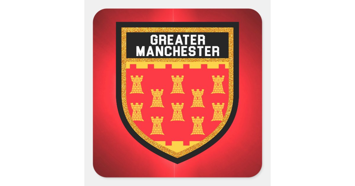 Greater Manchester Flag Square Sticker | Zazzle