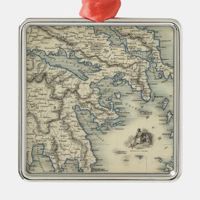 Greece with inset maps of Corfu and Stampalia Metal Tree Decoration ...