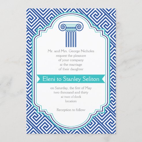 Greek Wedding Invitations | Zazzle.co.uk