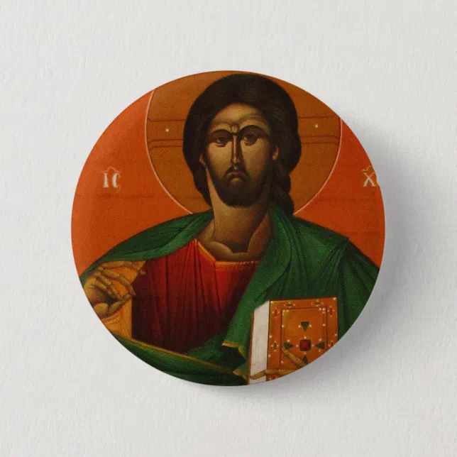 GREEK ORTHODOX ICON JESUS CHRIST 6 CM ROUND BADGE | Zazzle