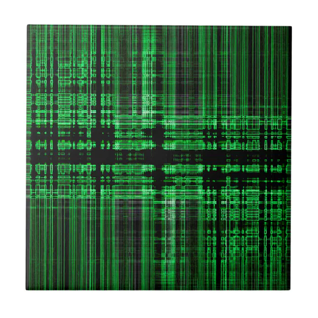 Green and black matrix pattern tile | Zazzle