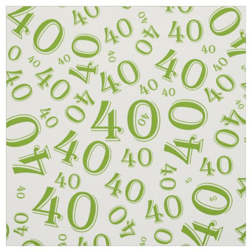 Green and White Number 40 Typography Pattern Fabric | Zazzle.co.uk