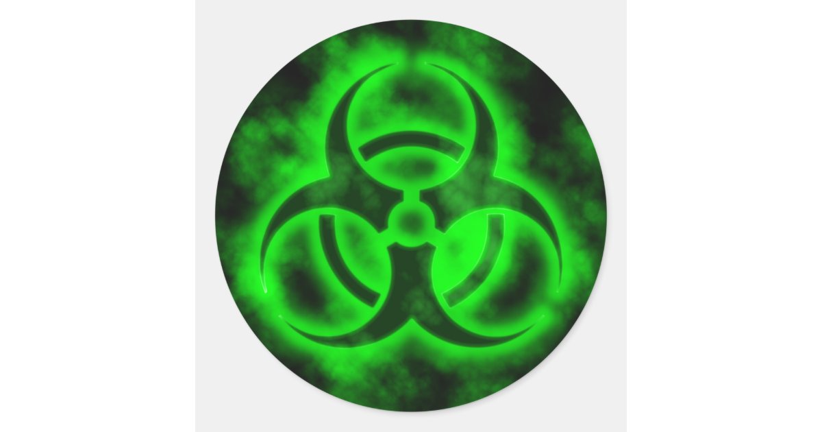 Green Biohazard Classic Round Sticker | Zazzle