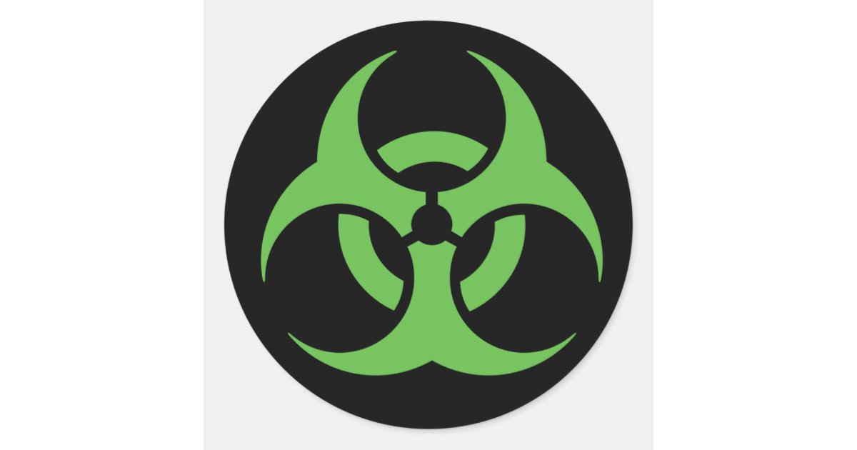 Green Biohazard Symbol. Classic Round Sticker | Zazzle