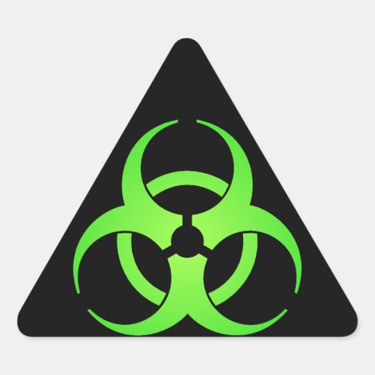 Green Biohazard Symbol Triangle Sticker | Zazzle.co.uk