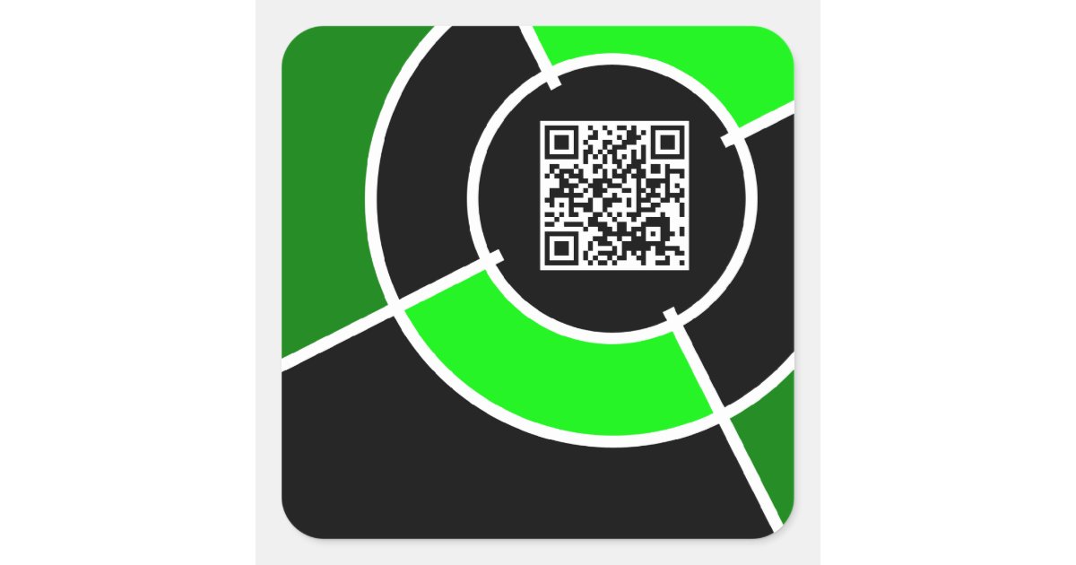 green bullseye QR code Square Sticker | Zazzle