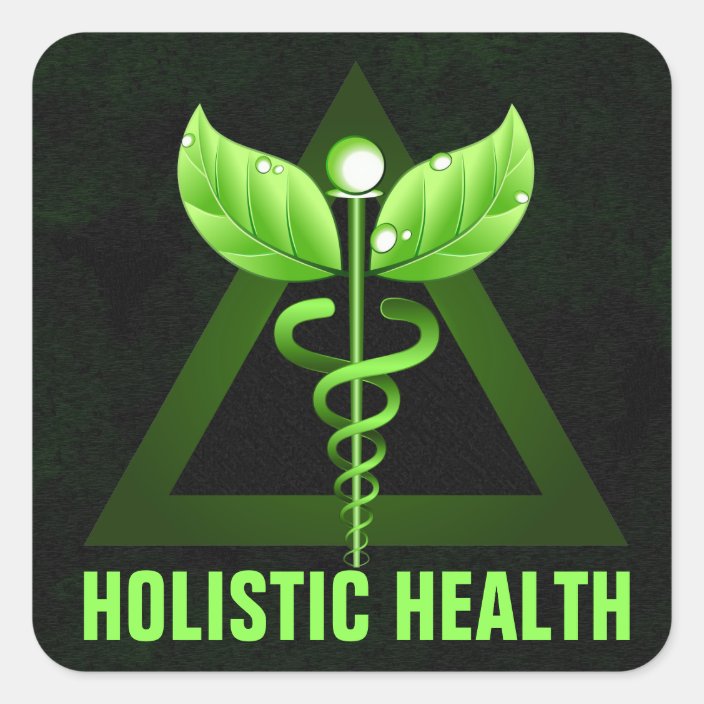 Green Caduceus Symbol Holistic Health Icon Square Sticker | Zazzle.co.uk