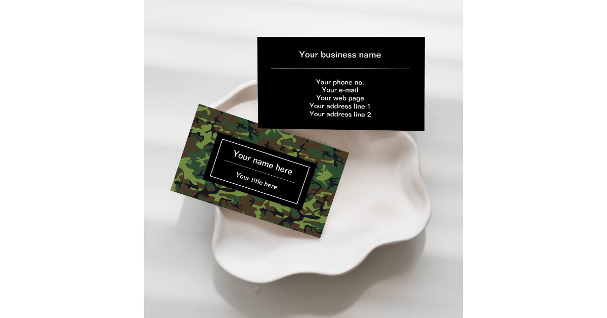 Green Camouflage, Military, Army Business Card | Zazzle