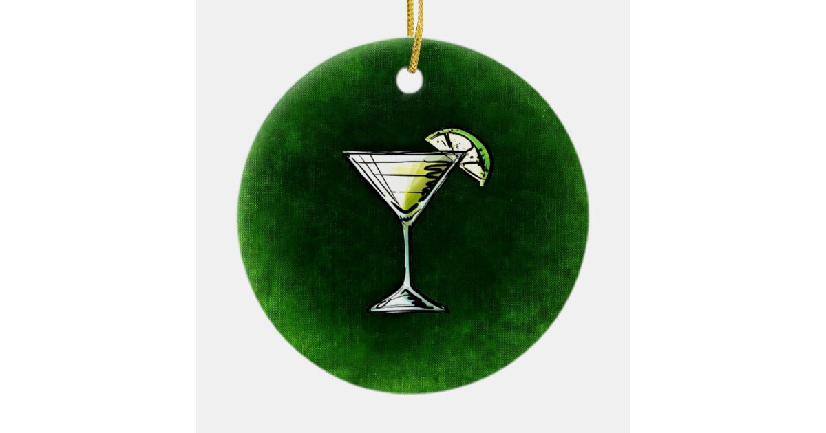 Green cocktail absinthe ceramic tree decoration | Zazzle