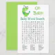 Green Dinosaur Baby Shower Word Search Game | Zazzle