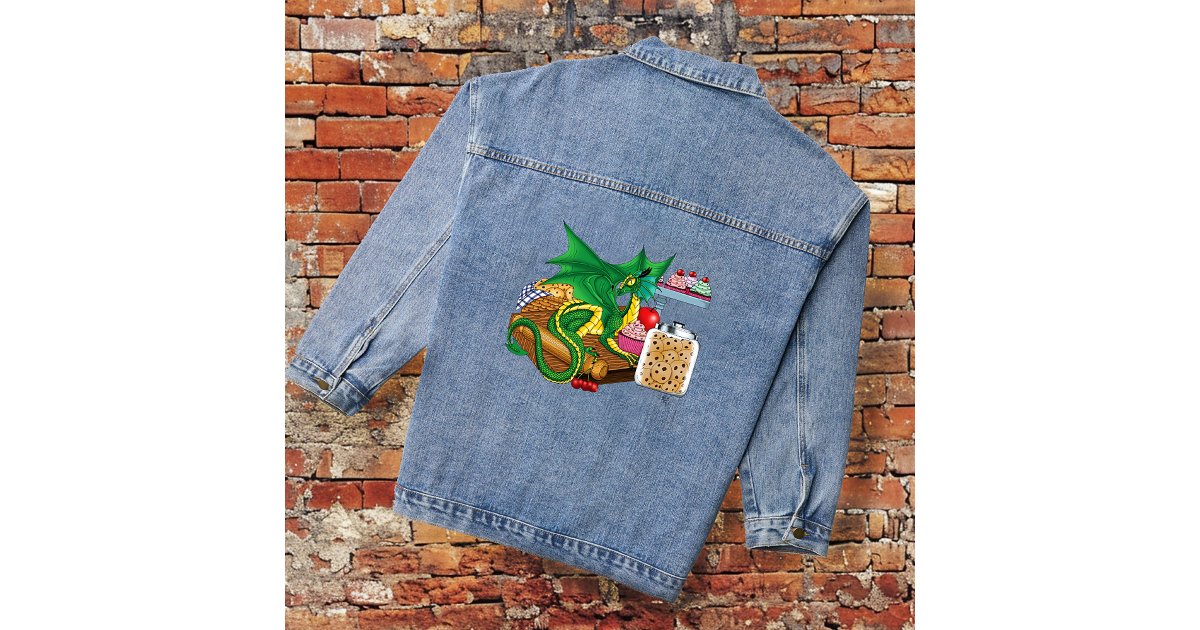 Green Dragon Pastry Chef Denim Jacket | Zazzle