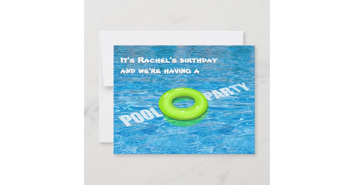 Green Floatie Pool Party Invitation | Zazzle