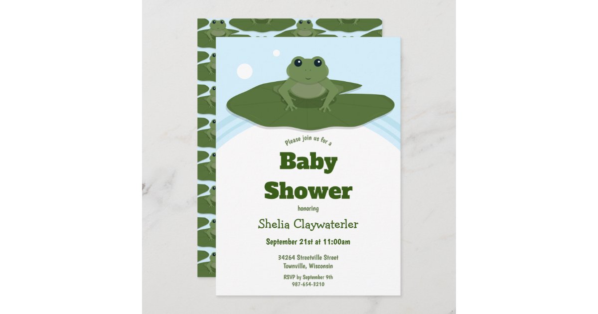 Green Frog Lily Pad | Baby Shower Invitation | Zazzle