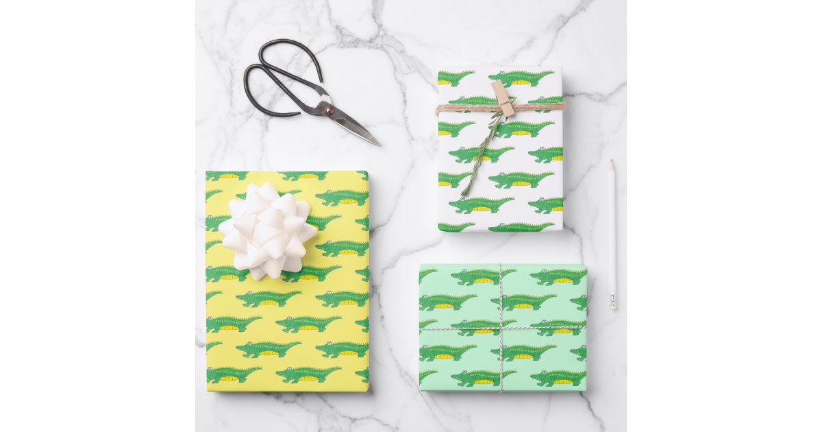 Green Gator Alligator Croc Crocodile Animal Print Wrapping Paper Sheet ...