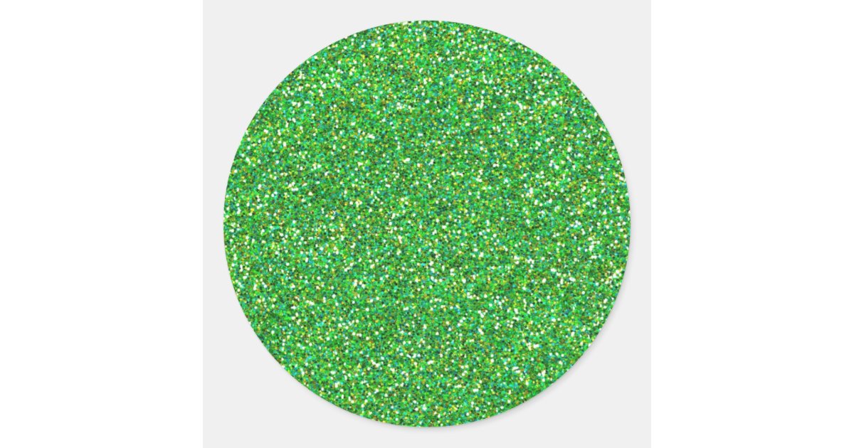 Green glitter texture classic round sticker | Zazzle